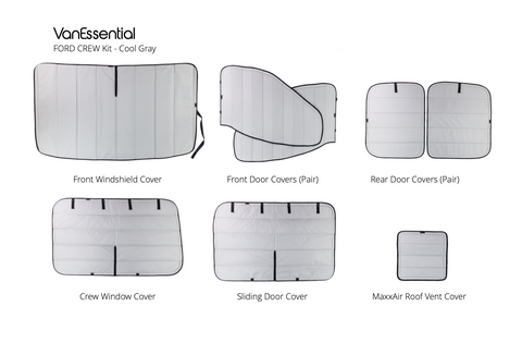 VanEssential Ford Transit Crew Window Covers - Full Set – Campervan HQ