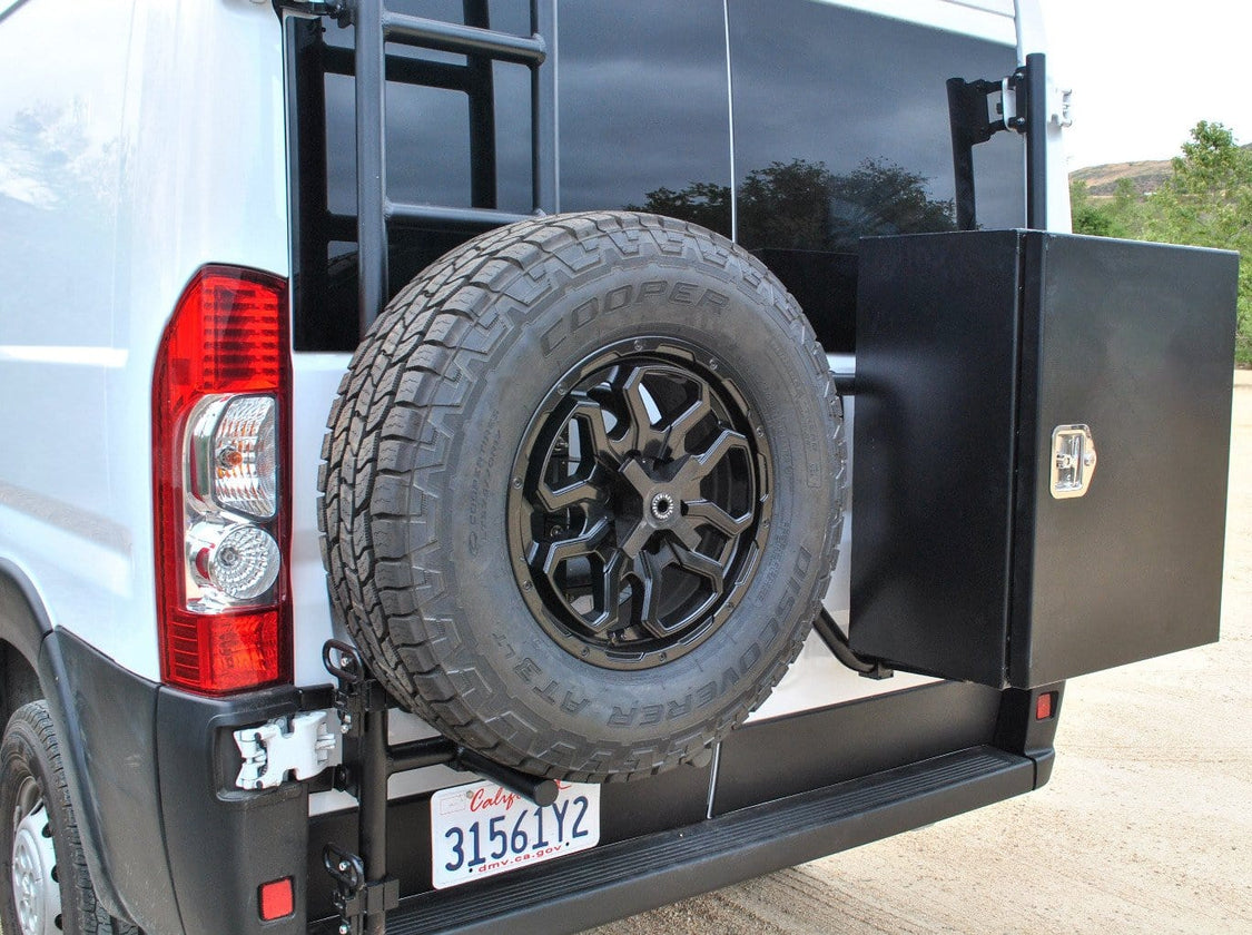 Aluminess Ram ProMaster Driver Side Tire/Box Carrier – Campervan HQ